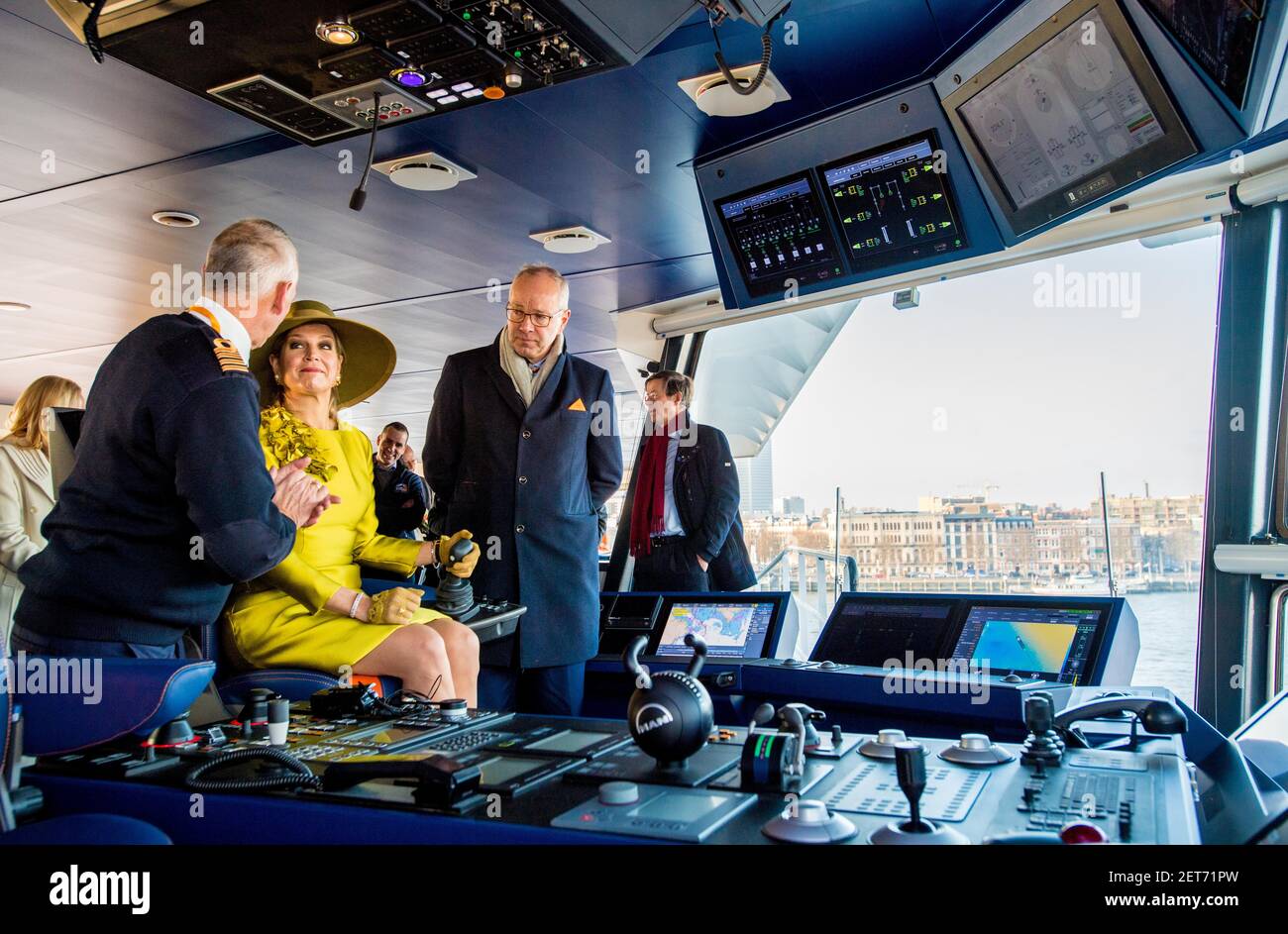 Queen Maxima during the baptism of trailing suction hopper dredger Vox ...