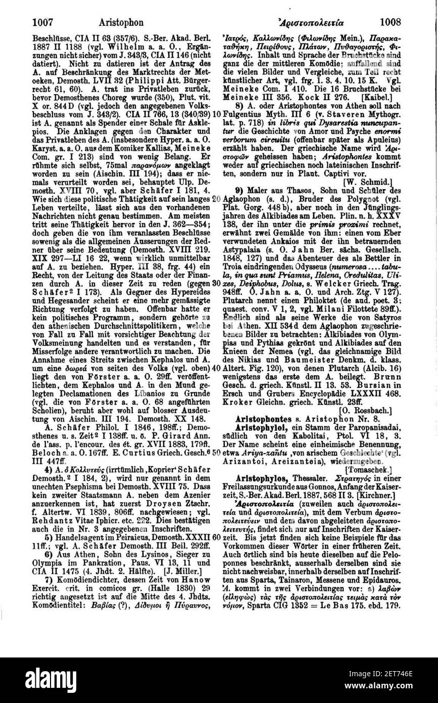 Pauly-Wissowa II,1, 1007 Stock Photo - Alamy