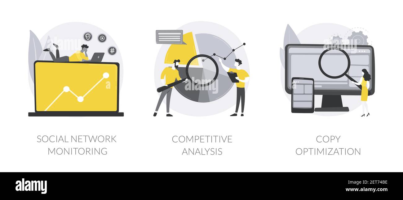 Social media analysis abstract concept vector illustrations Stock ...