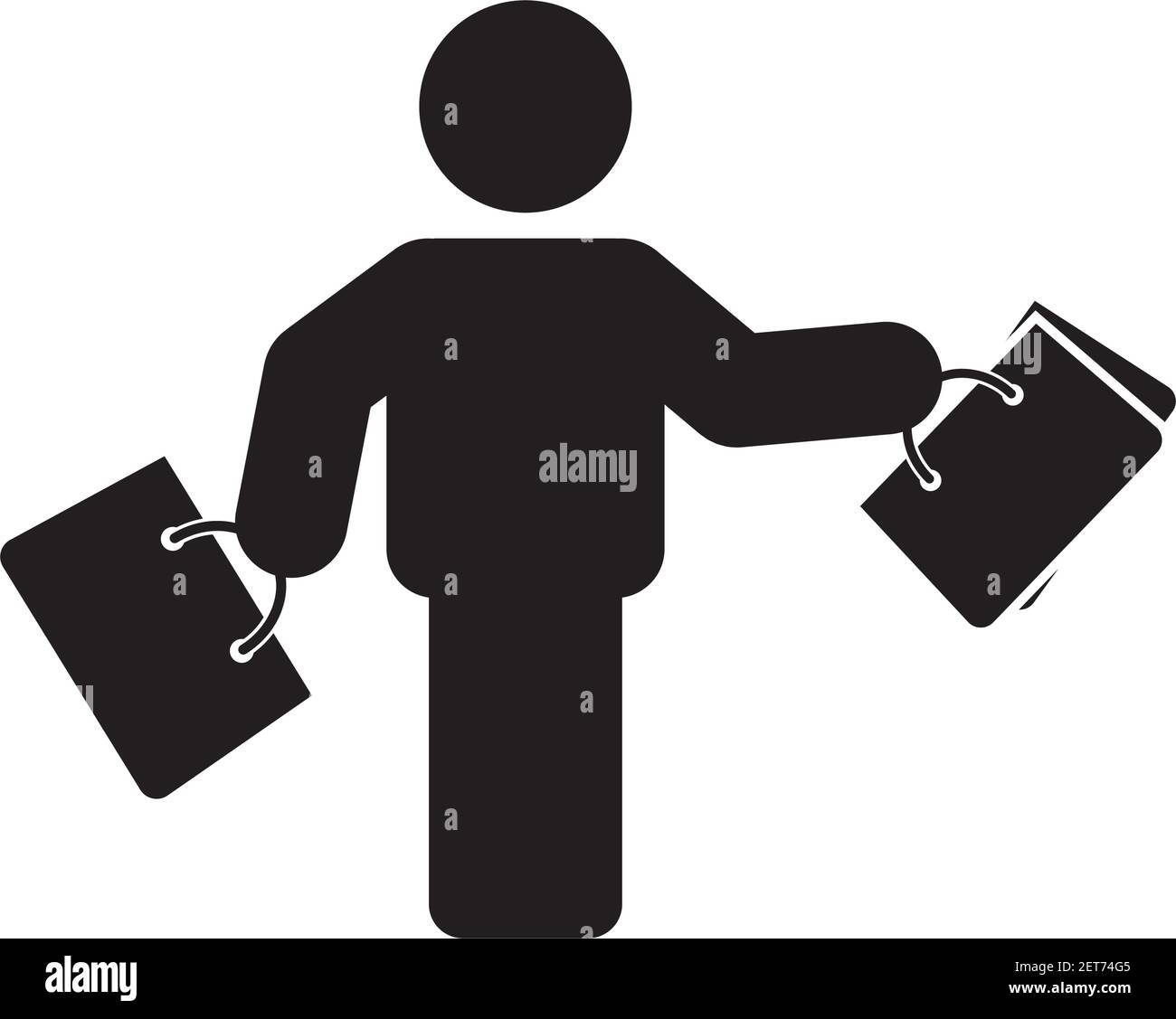 Bag icon vector male person shopping symbol in a flat color glyph ...