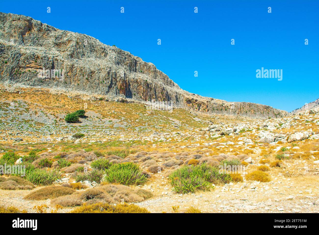Landscape of gorge in Rhodes island with rock and mountain Stock Photo ...
