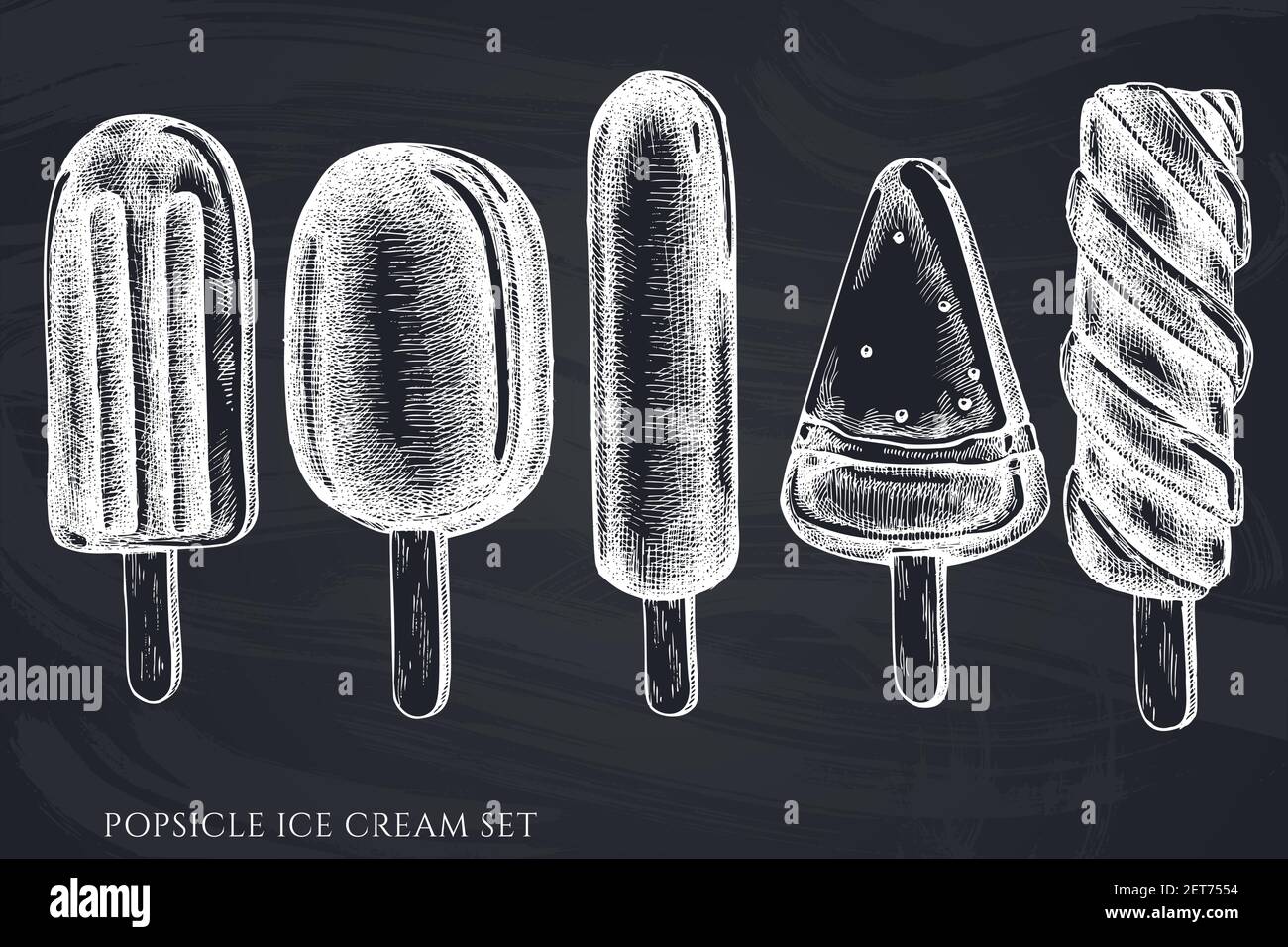 Vector set of hand drawn chalk popsicle ice cream Stock Vector Image ...