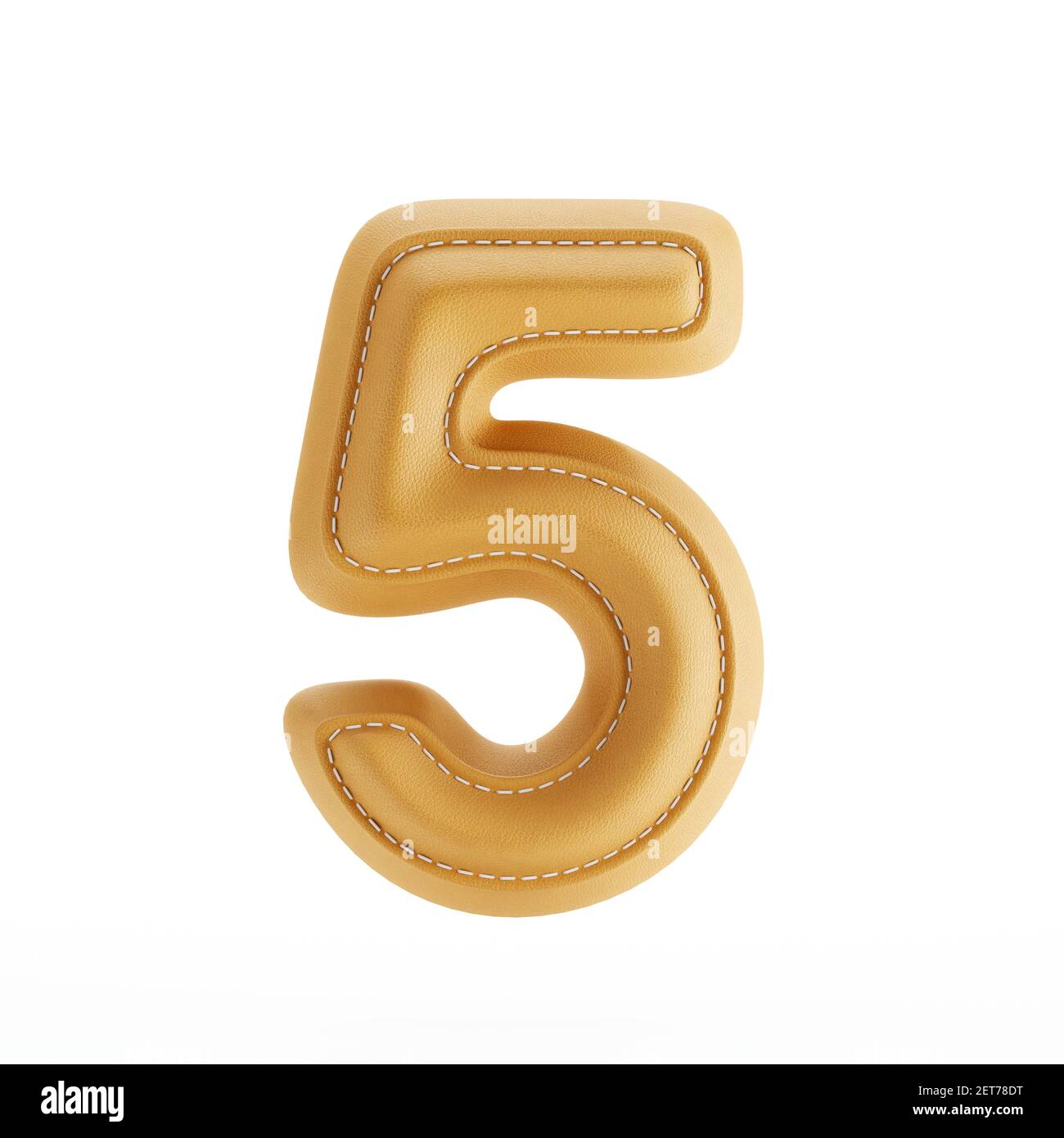 Digit number alphabet yellow leather skin texture letter five 5. 3d ...