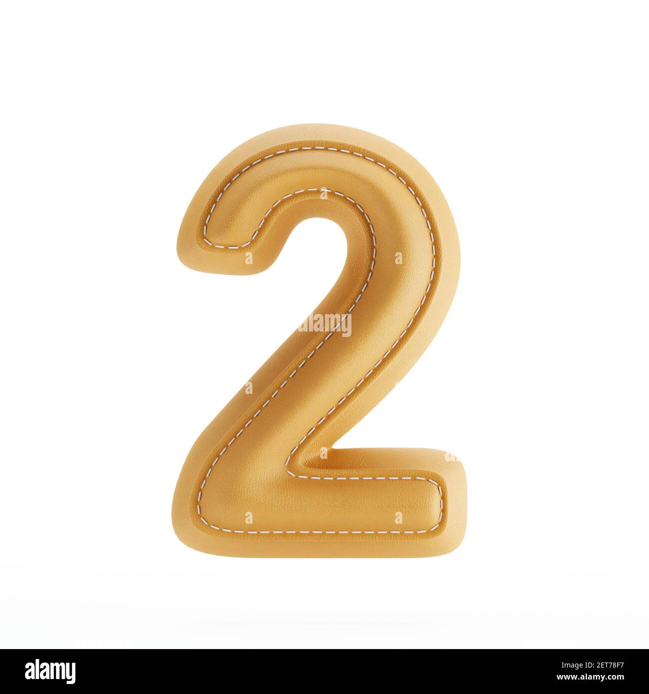 Digit number alphabet yellow leather skin texture letter two 2. 3d ...