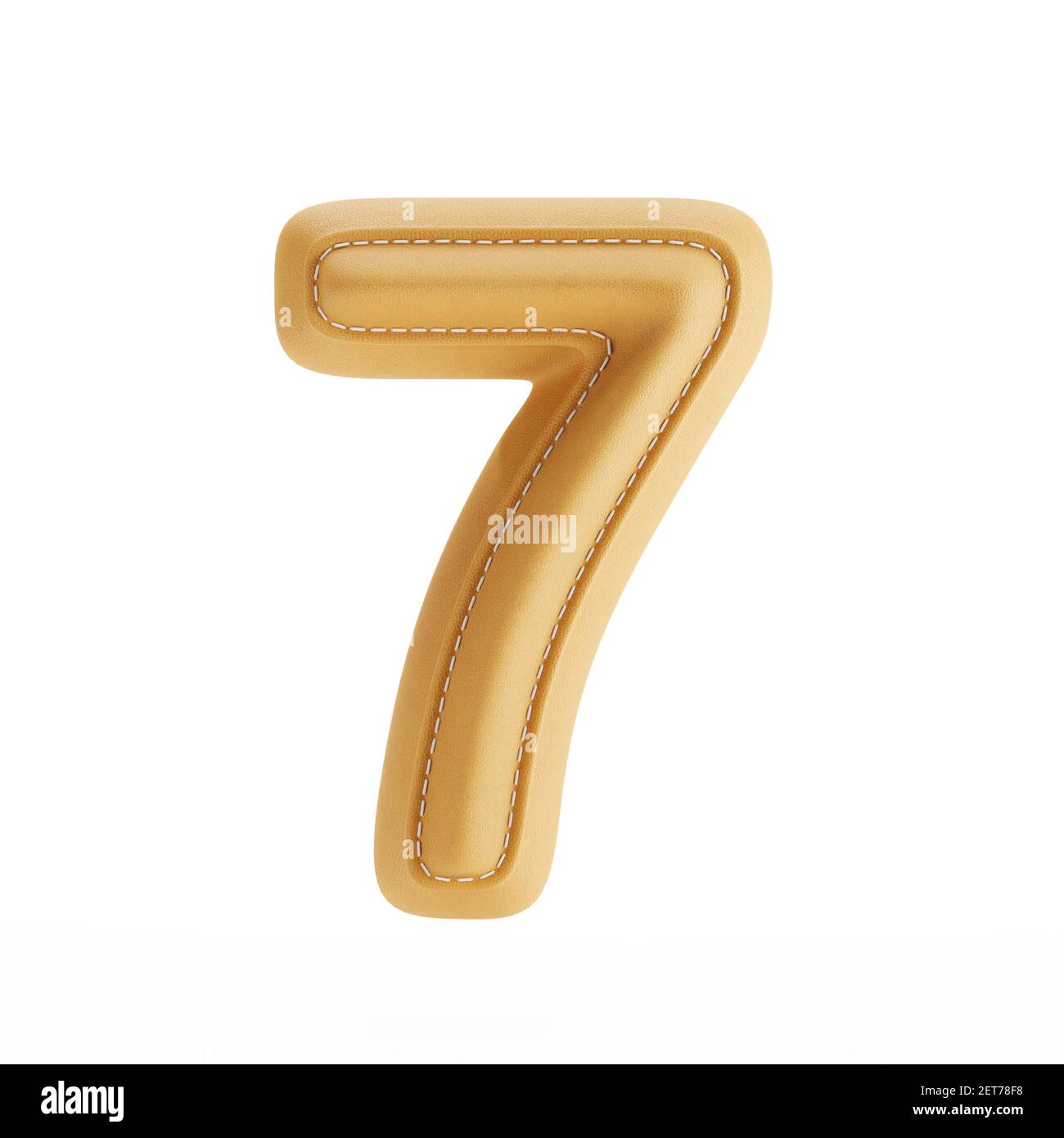 Digit number alphabet yellow leather skin texture letter seven 7. 3d ...