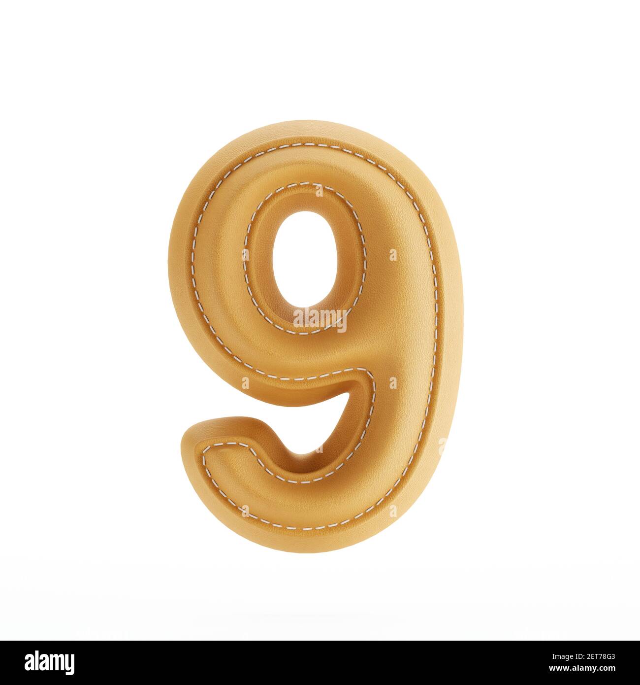 Digit number alphabet yellow leather skin texture letter nine 9. 3d ...