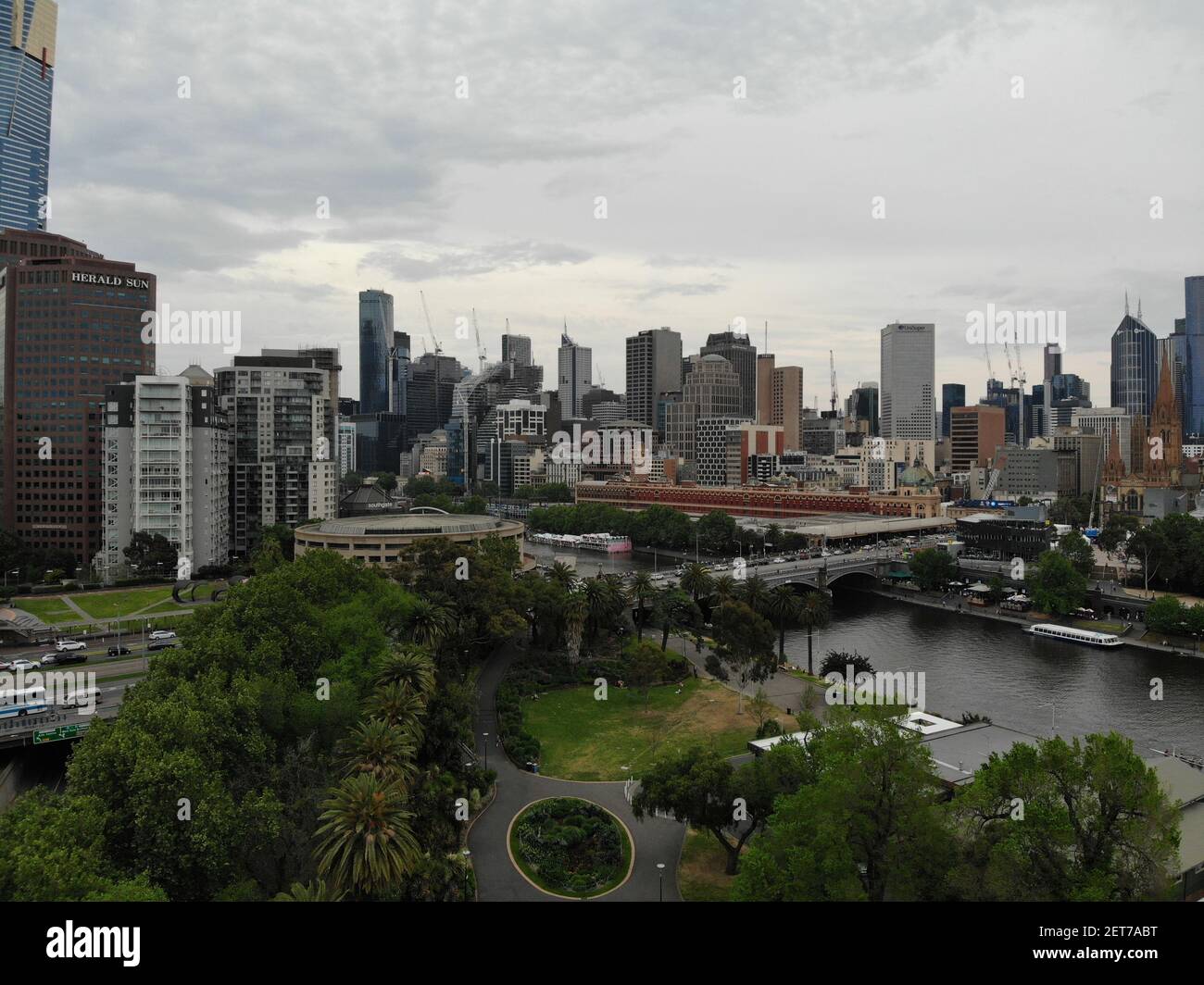 Drone image of downtown Melbourne Stock Photo - Alamy