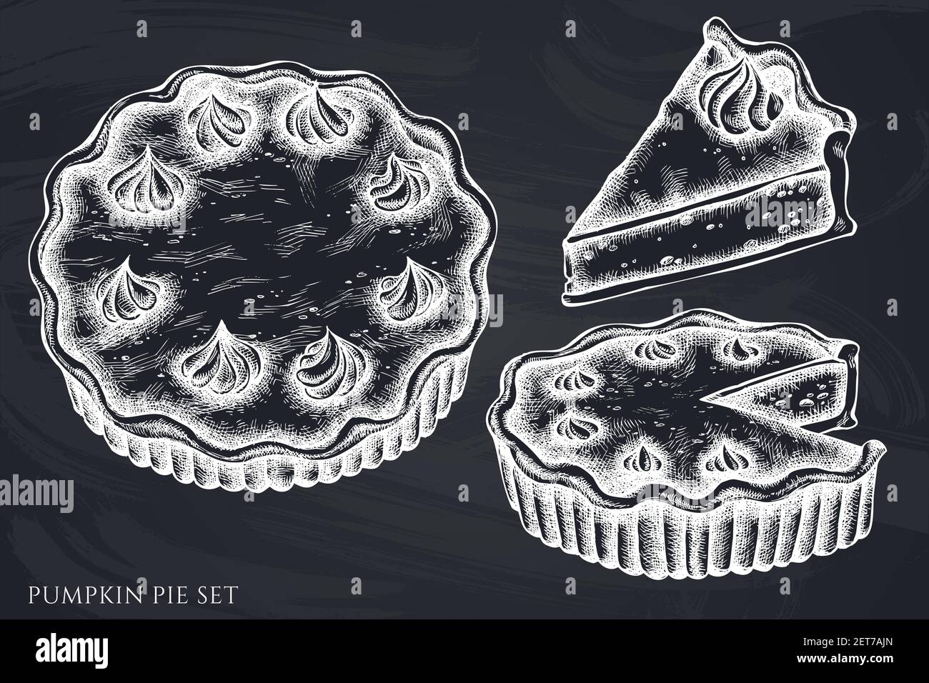 Vector set of hand drawn chalk pumpkin pie Stock Vector Image & Art - Alamy