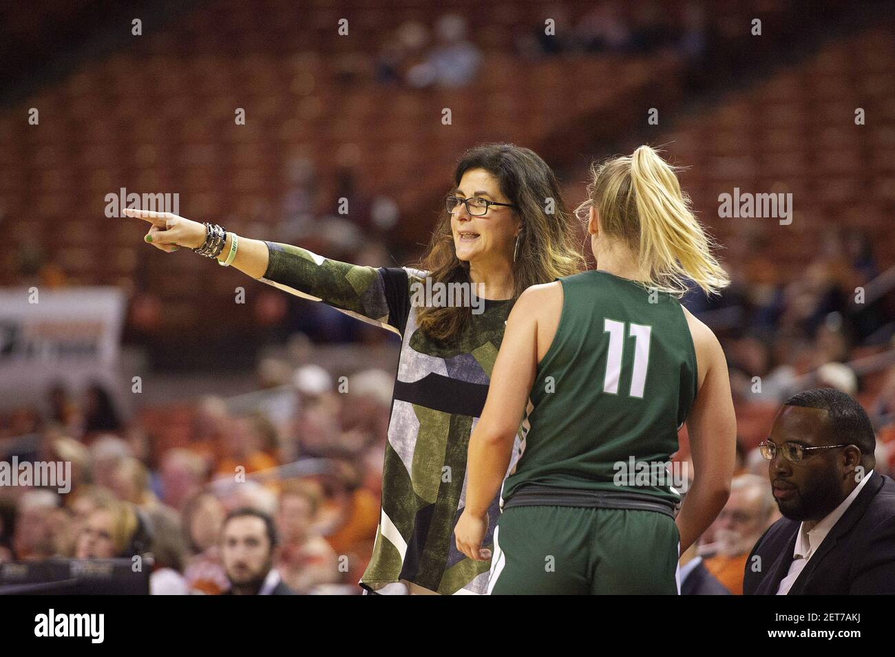 December 16, 2018: Stetson University Head Coach Lynn Bria talking with ...