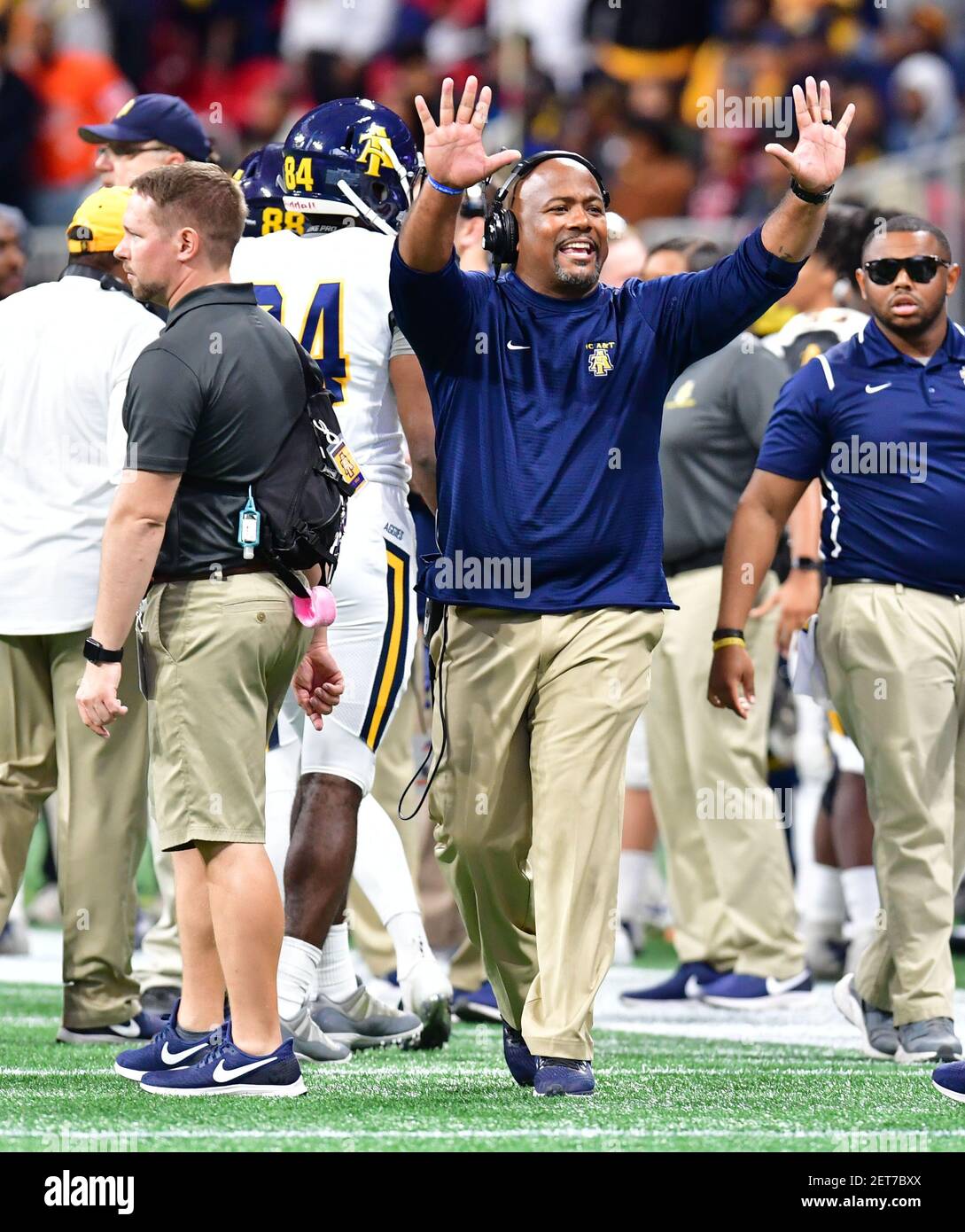 January 01, 2018. North Carolina A&T Head Coach Sam Washington in ...