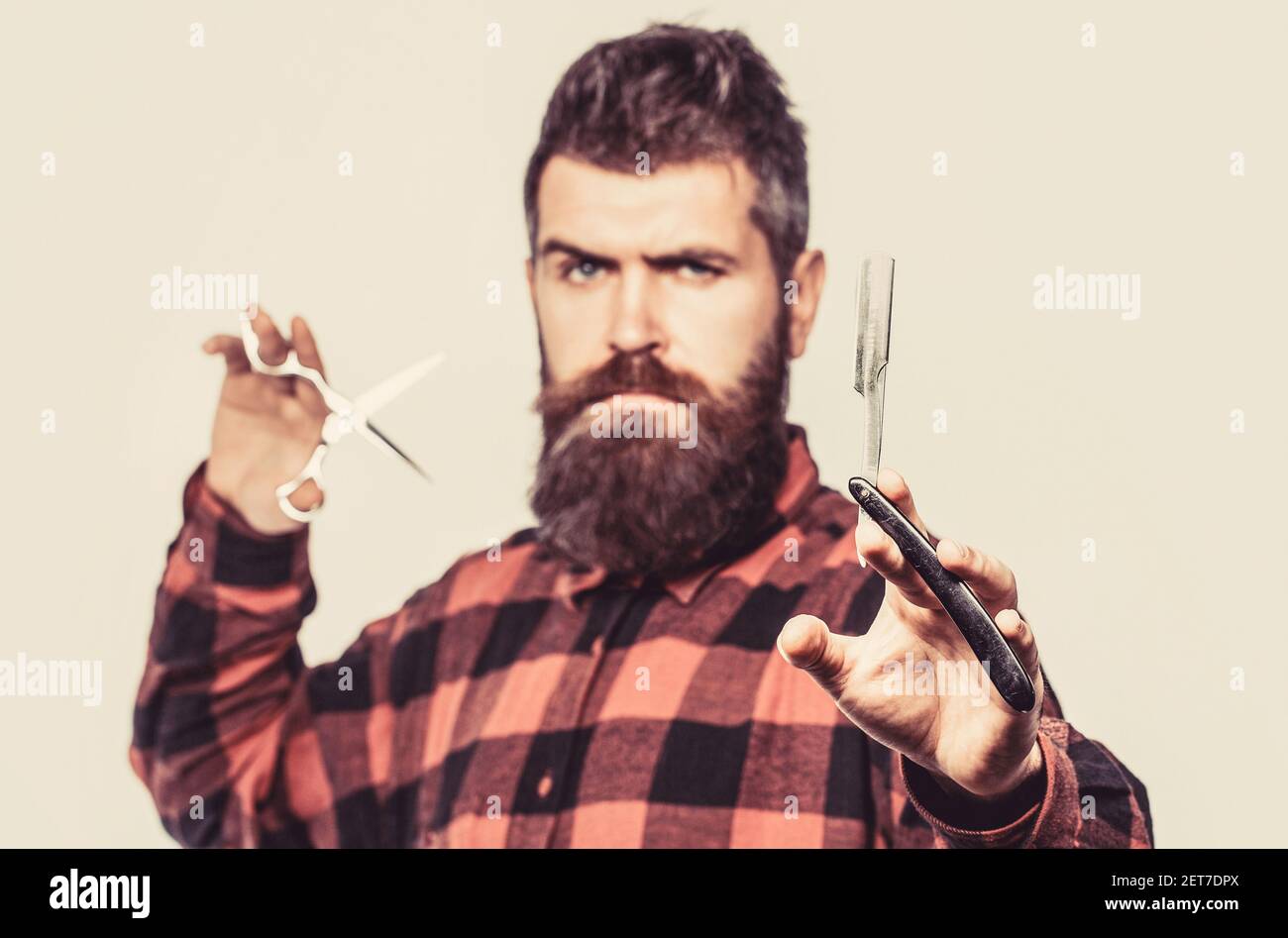 Beard man, bearded male. Portrait beard man. Barber scissors and ... Beard man, bearded male. Portrait beard man. Barber scissors and ...