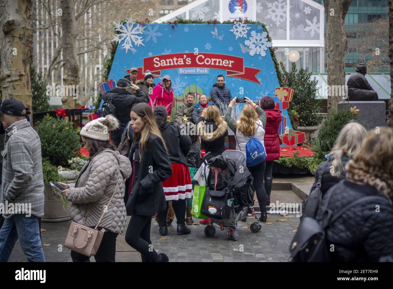 Visitors take advantage of Santa's Corner in Bryant Park in New York ...