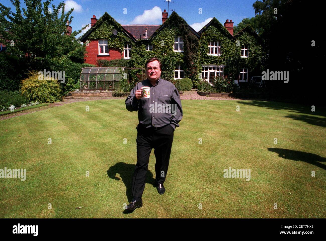 John Prescott deputy Prime Minister June 1998 in the garden of his home ...