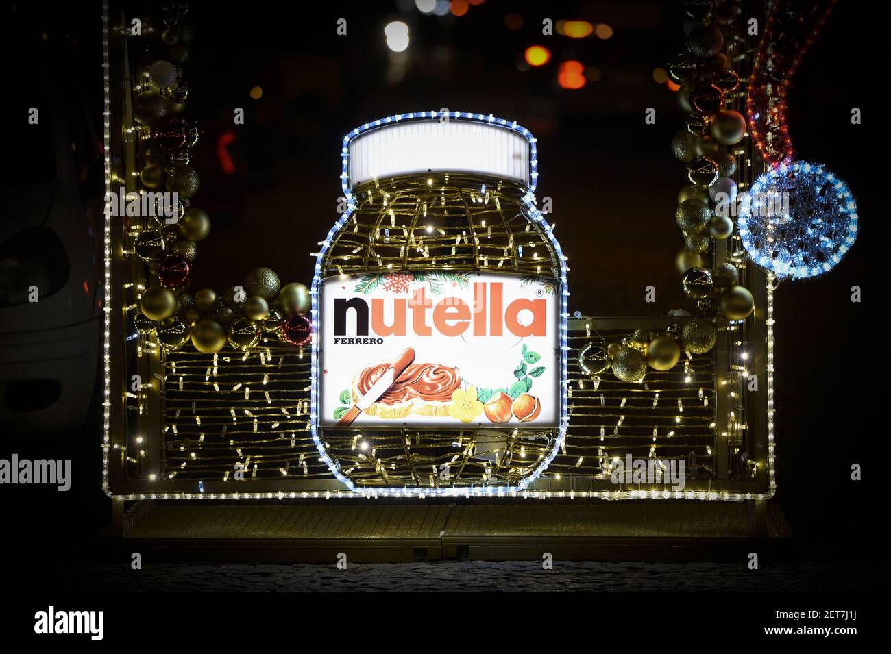 A Ferrero sponsored Nutella themed picture frame is seen on Nowy Swiat ...