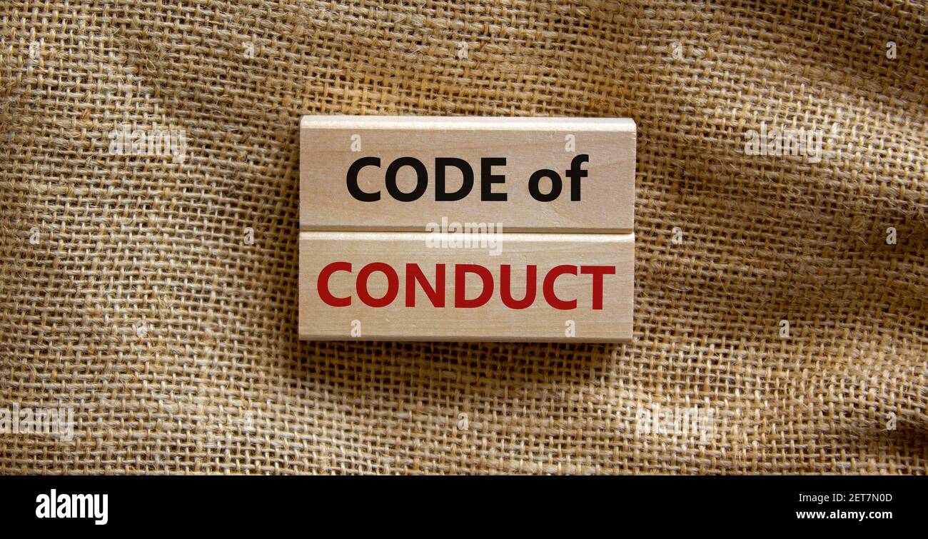 Code Of Conduct Symbol Concept Words Code Of Conduct On Wooden