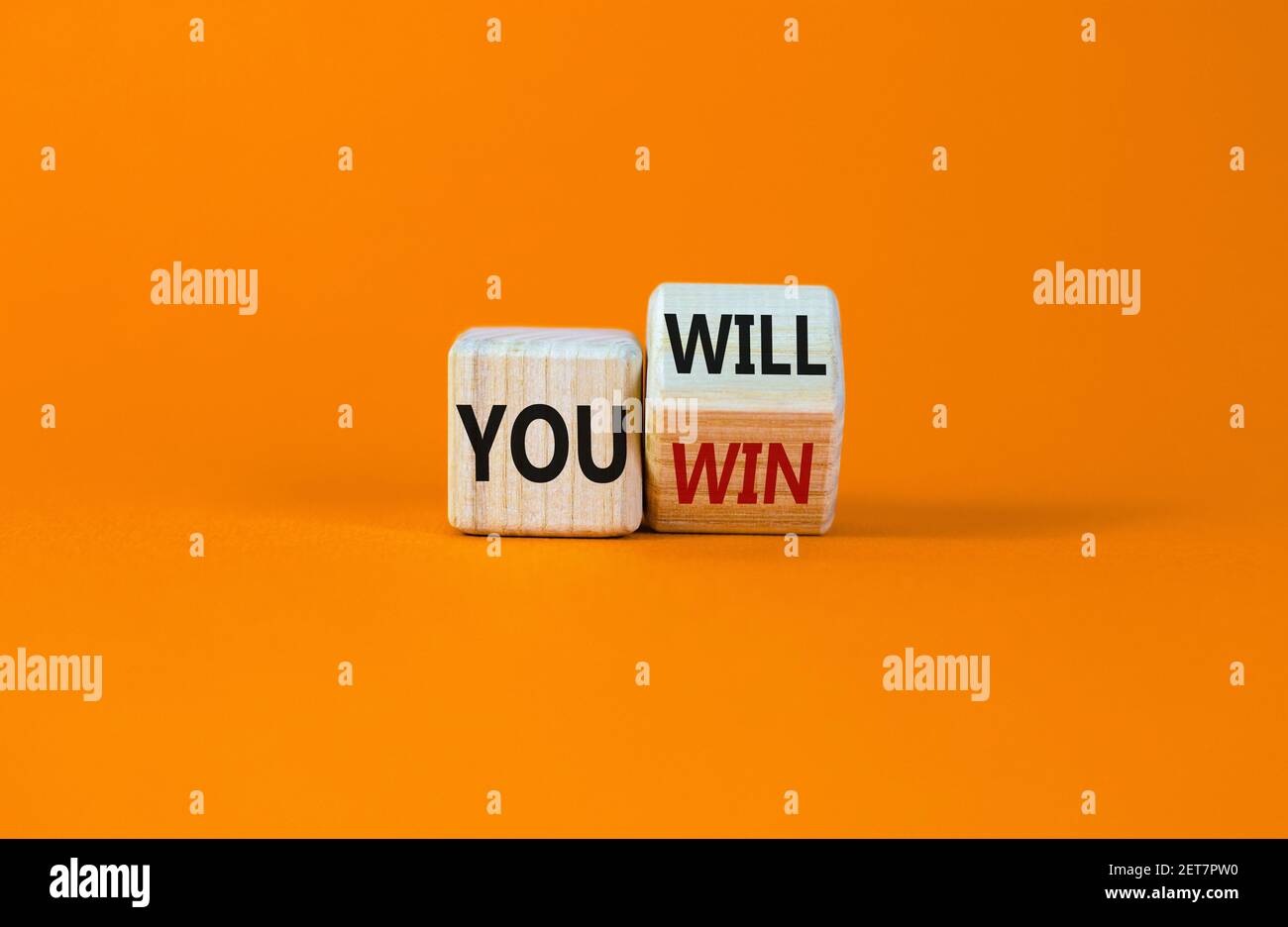 You will win symbol. Turned a wooden cube and changed words you will to ...