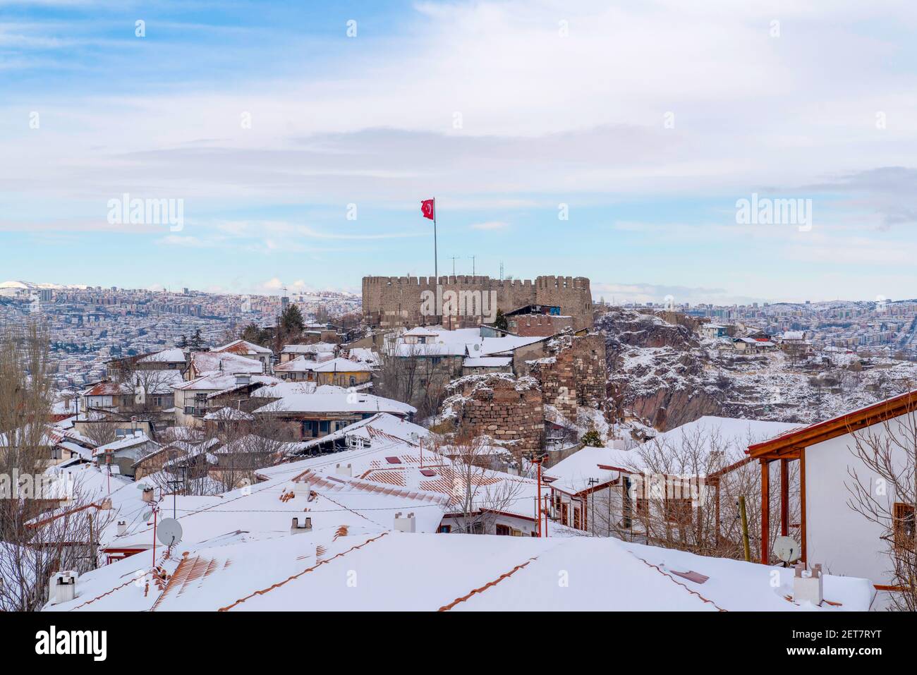 Ankara Castle is a popular tourist attraction in winter. Ankara, Turkey ...