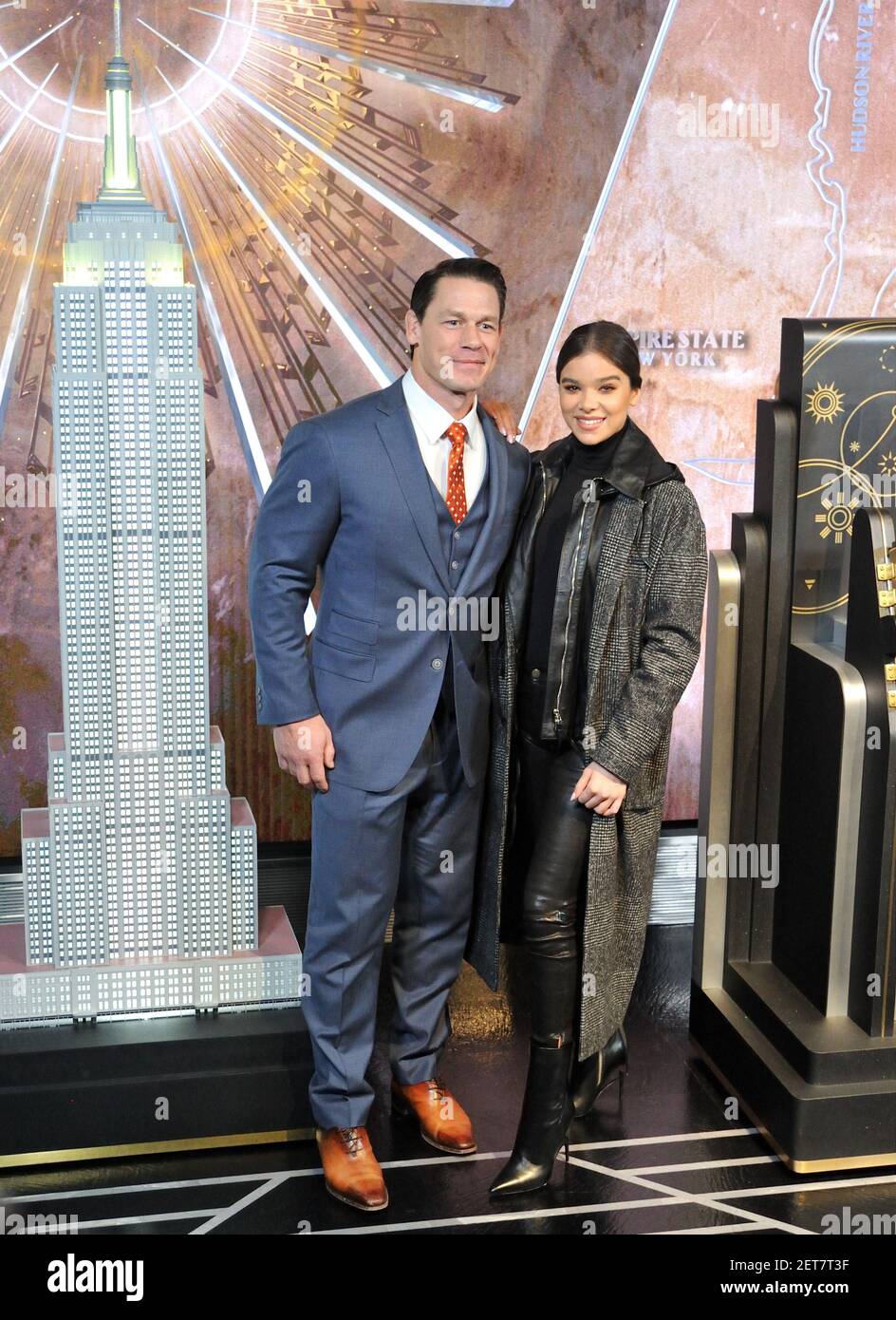 L-R: Actors John Cena and Hailee Steinfeld at the lighting ceremony in ...