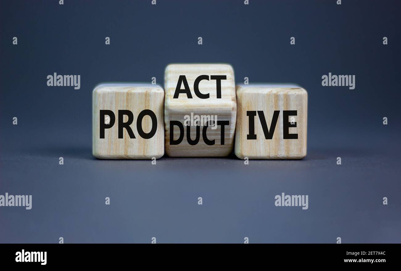 Proactive and productive symbol. Turned cubes and changed the word ...