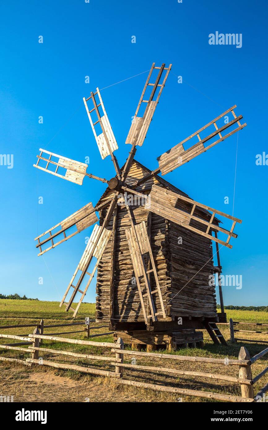 Traditional ukrainian windmill in the museum of national architecture ...