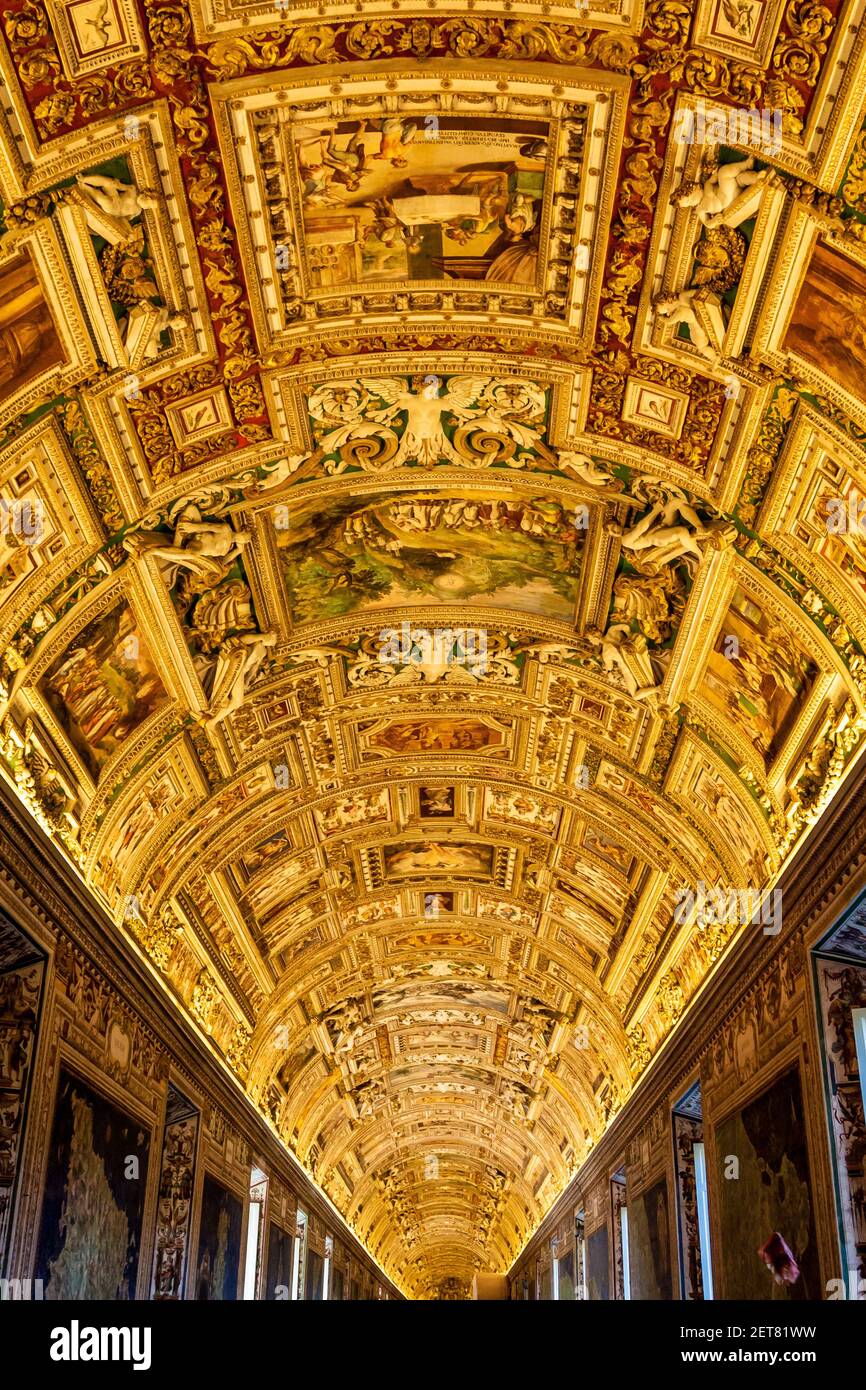 Vatican museum inside ornate painted ceiling hi-res stock photography ...