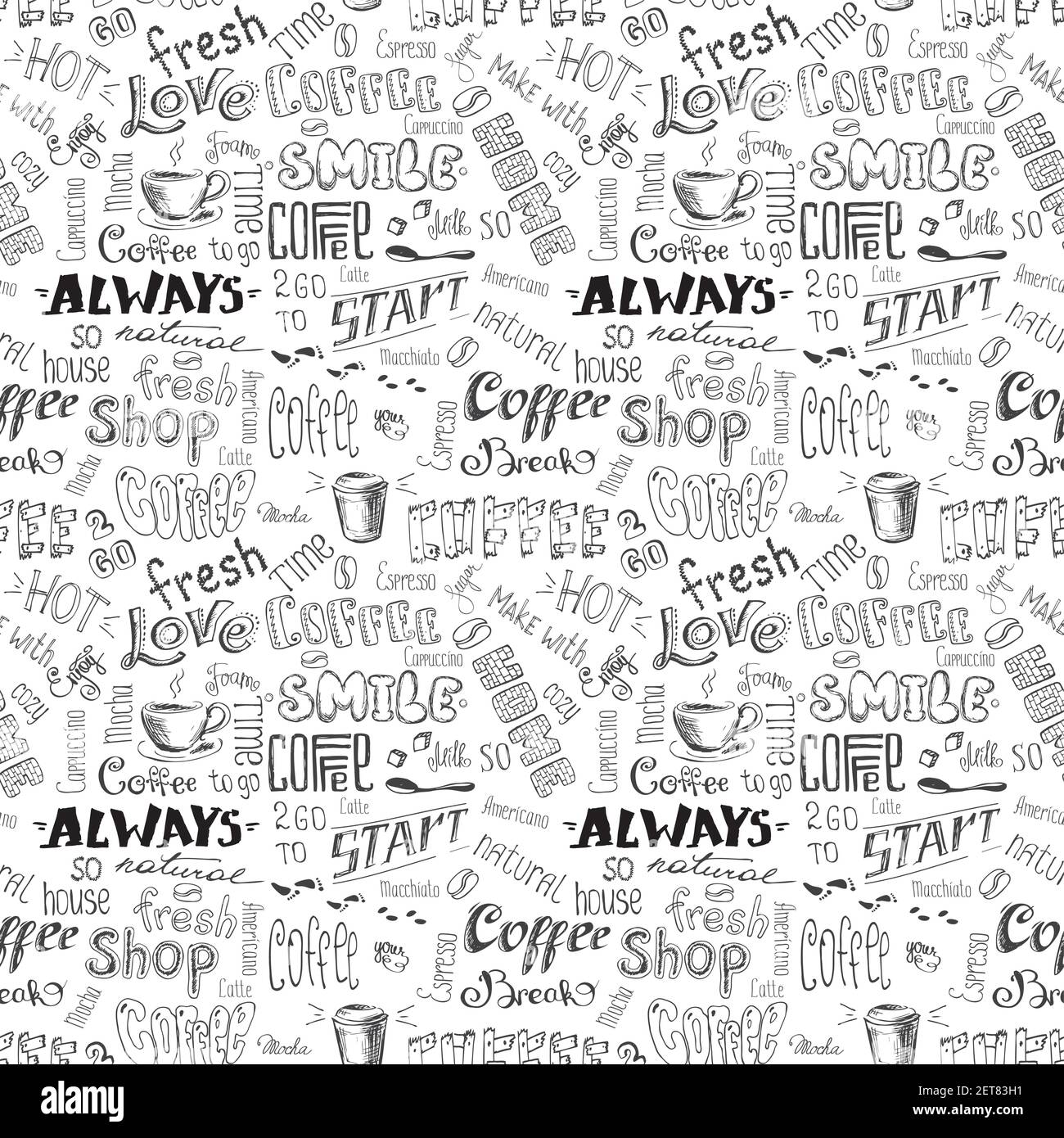 Hand drawn coffee elements Stock Vector Images - Alamy