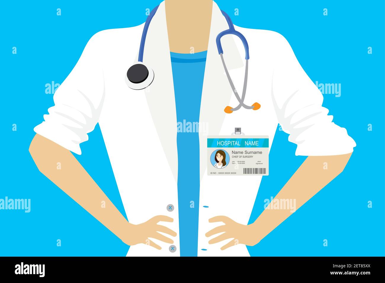 Female doctor with plastic id card badge or nurse close up, medical ...