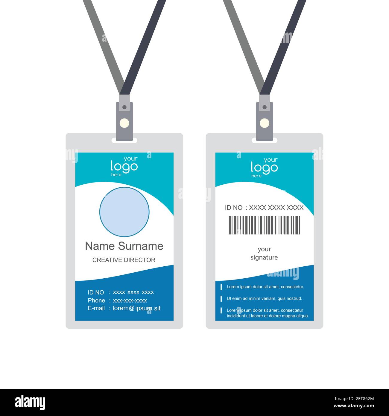 Plastic and Laminated Badge or id card, front and back view,isolated on ...