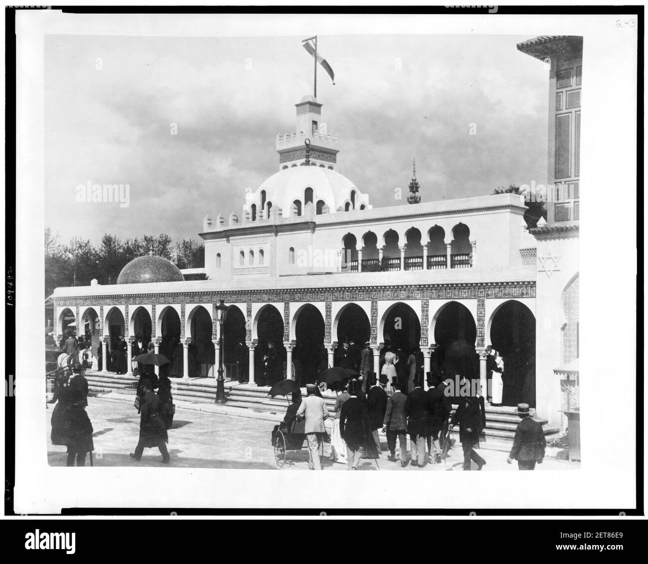 Pavilion of Algeria, showing people near building, Paris Exposition ...