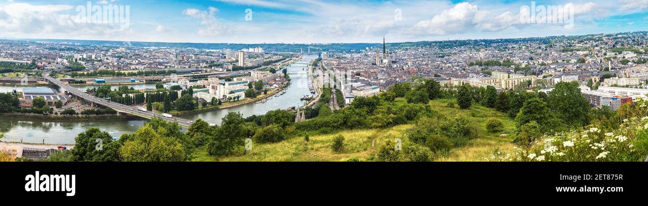 Panoramic aerial view of Rouen in a beautiful summer day, France Stock ...