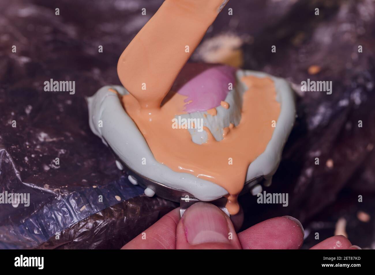 The process of making a dental prosthesis in a dental laboratory Stock ...