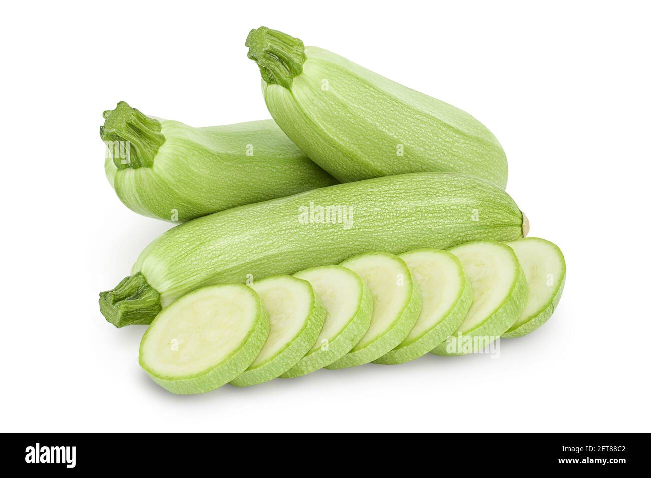 zucchini or marrow isolated on white background with clipping path and ...