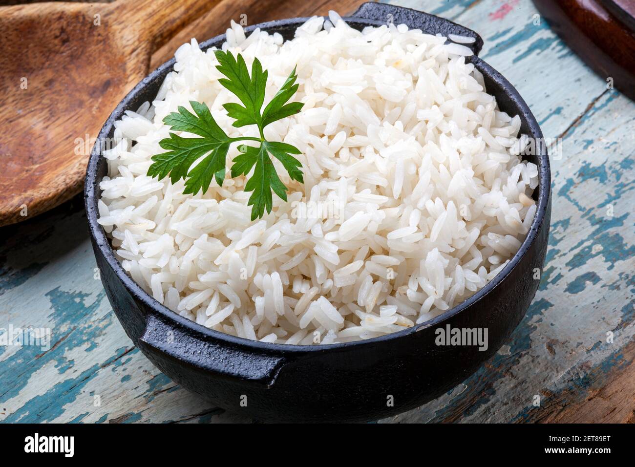 Cooked and seasoned white rice Stock Photo - Alamy