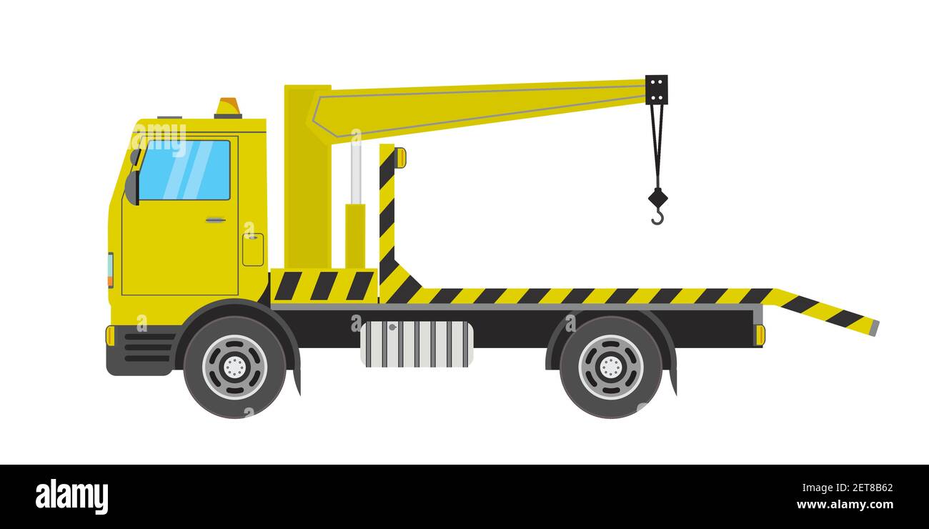 Tow truck,side view, isolated on white background.Flat Vector ...