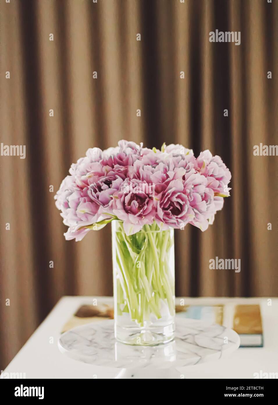Spring flowers in vase at home, decor and interior ideas Stock Photo ...