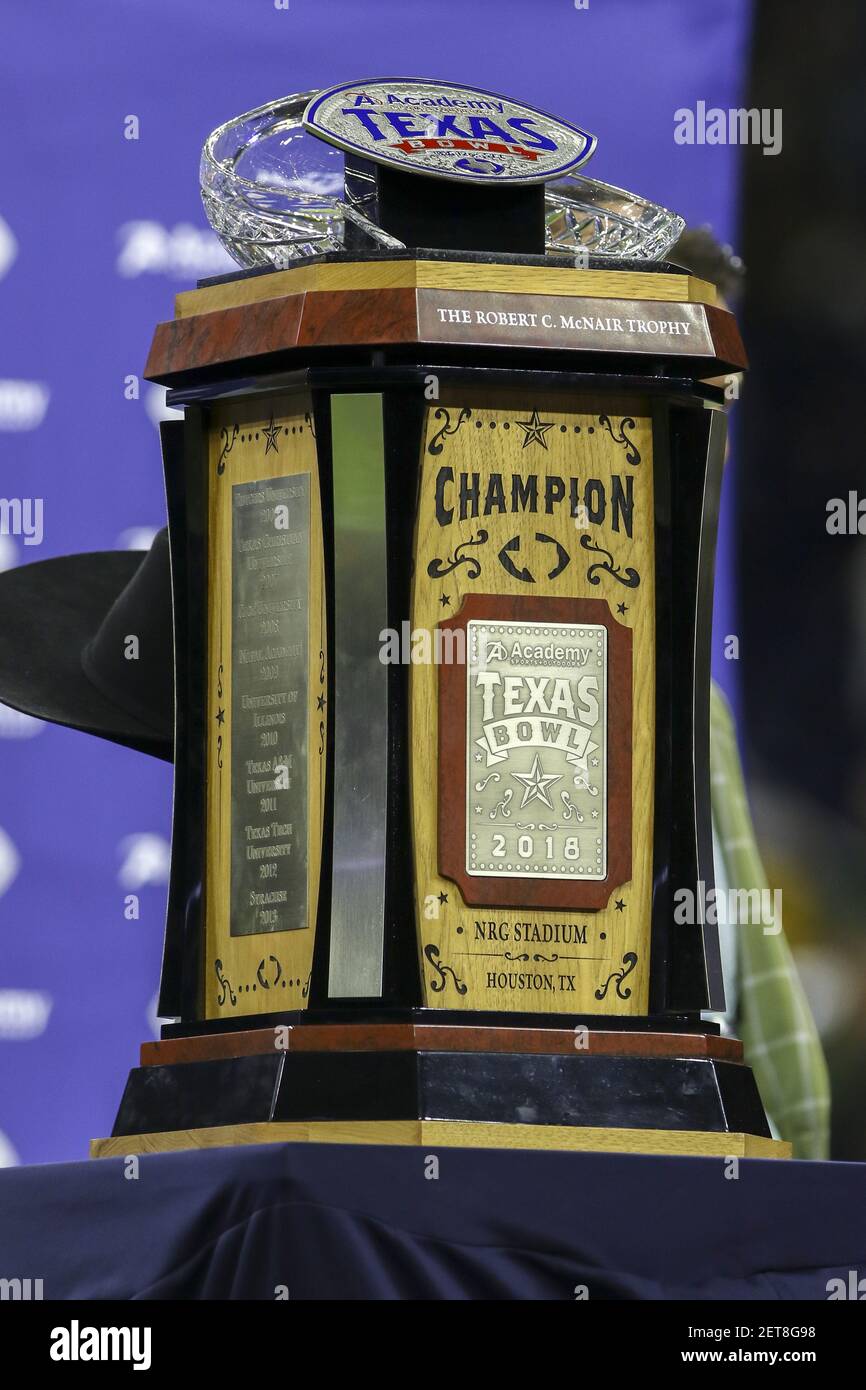 December 27, 2018: A general view of the Texas Bowl trophy at the ...