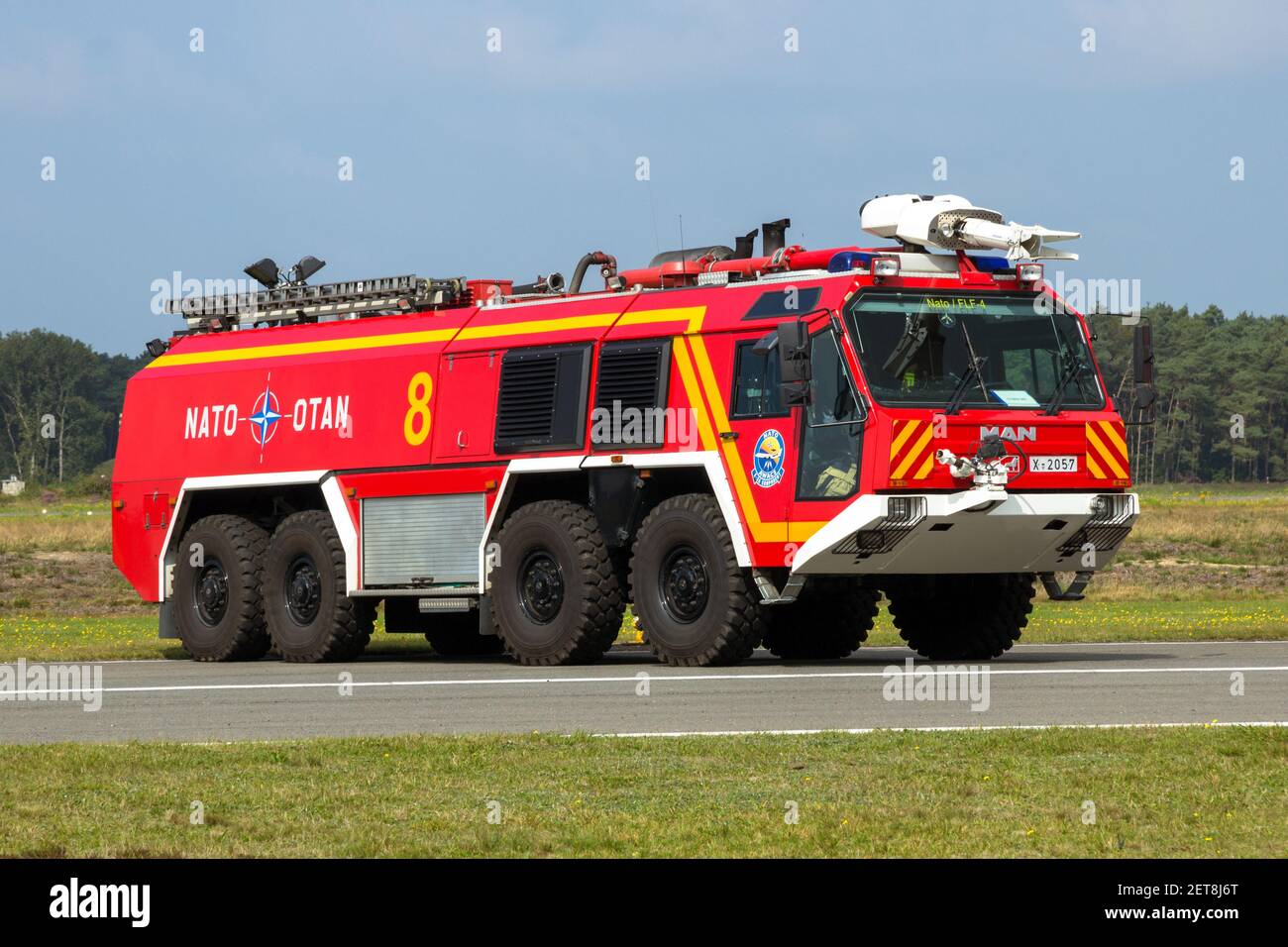 MAN airport crash tender fire truck on the tarmac of Kleine-Brogel Air ...