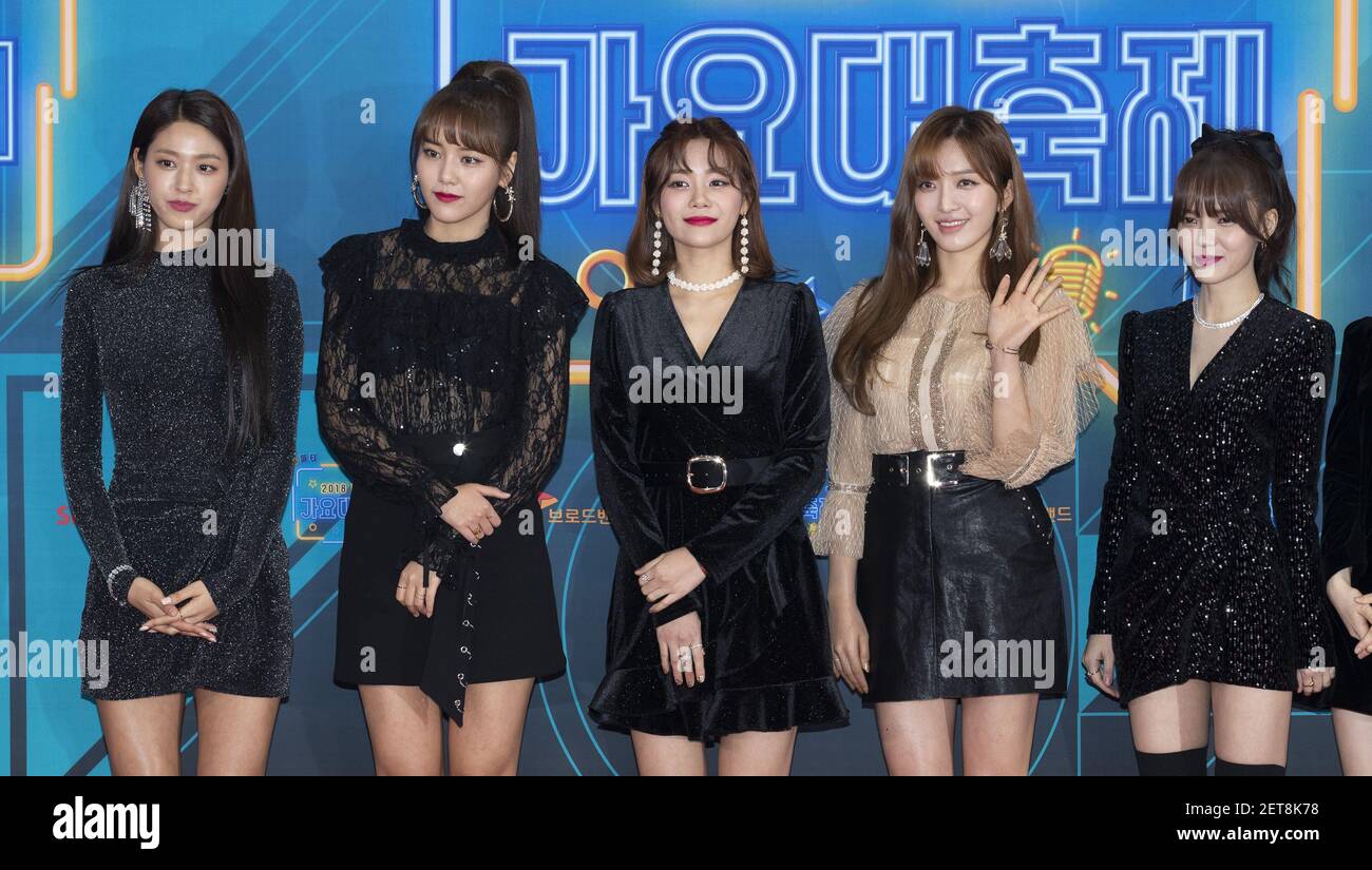28 December 2018 - Seoul, South Korea : South Korean K-Pop girl group AOA, attend a photo call ...