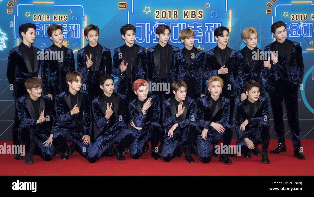 28 December 2018 - Seoul, South Korea : South Korean K-Pop boys group NCT, attend a photo call ...