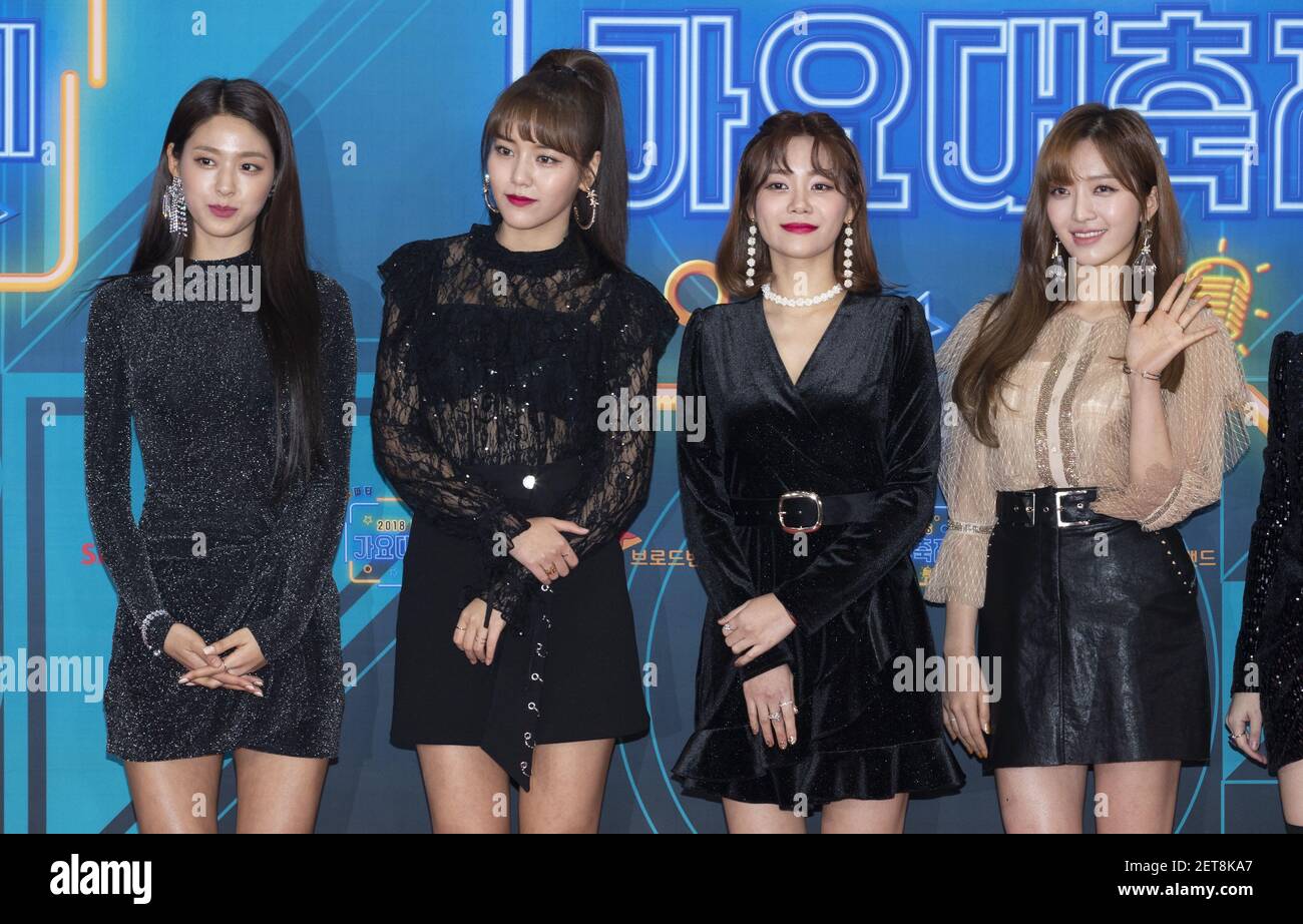 28 December 2018 - Seoul, South Korea : South Korean K-Pop girl group AOA, attend a photo call ...