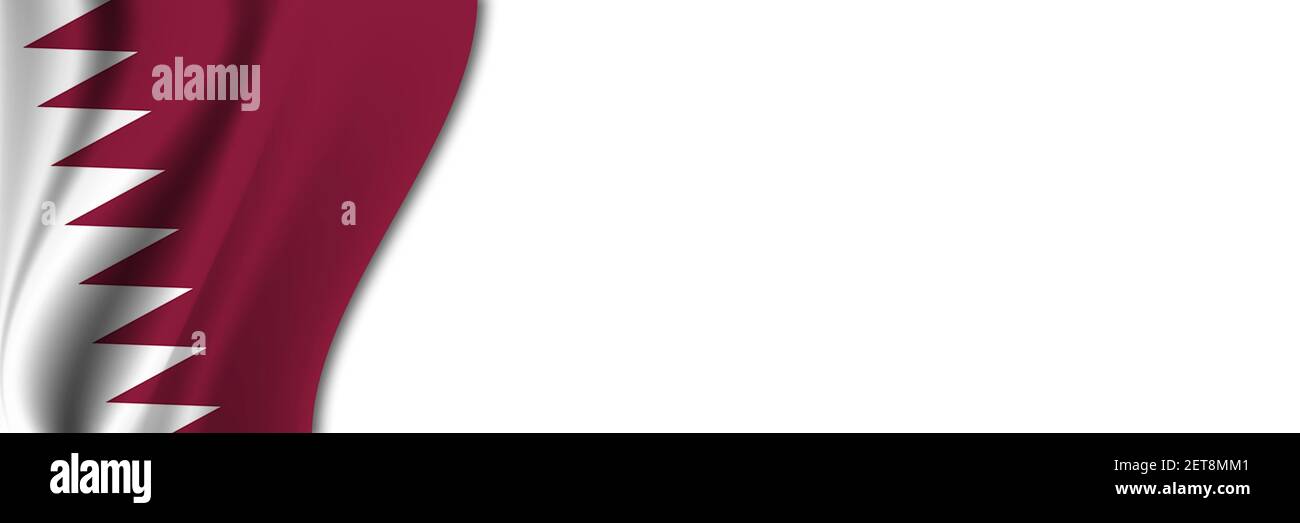 Qatar flag on white background. White background with place for text ...