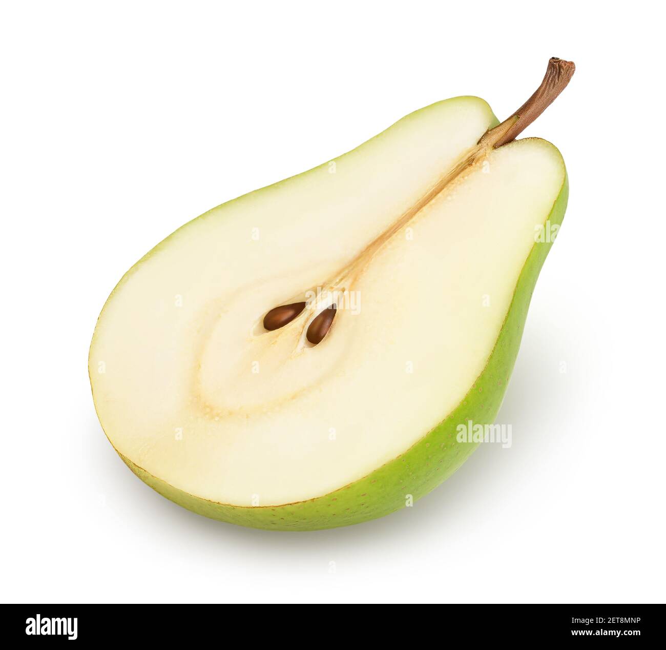 Green pear fruit half isolated on white background with clipping path ...