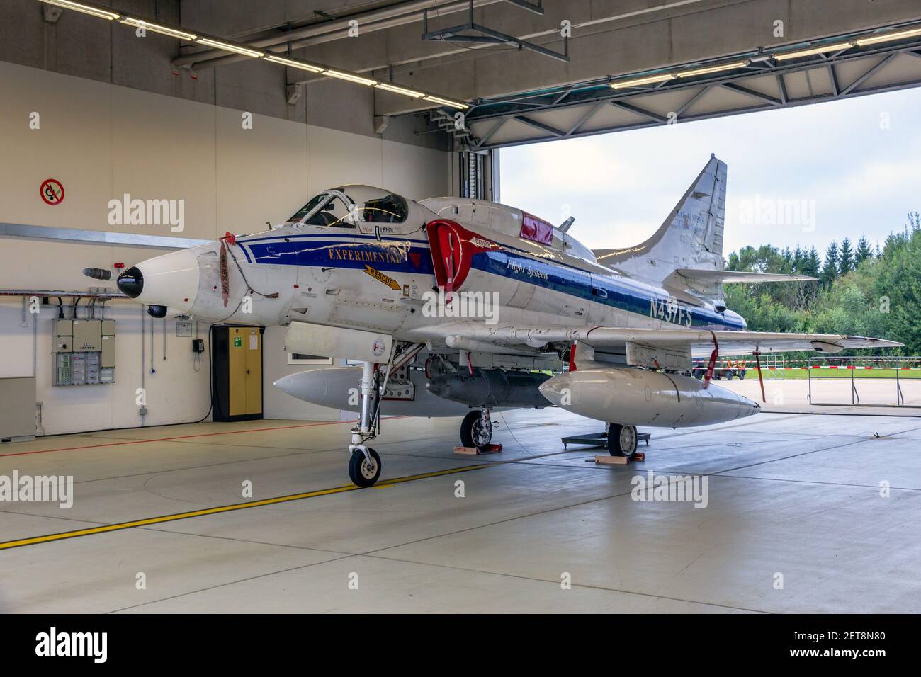 Douglas A-4 Skyhawk fighter jet plane from BAe Flight Systems parked in ...
