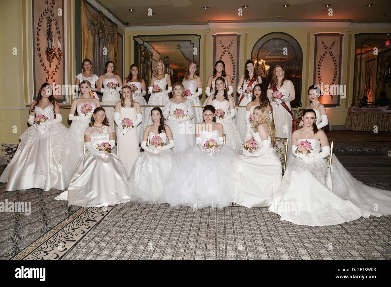 Debutantes pose together for a group photo before the start of the 64th ...