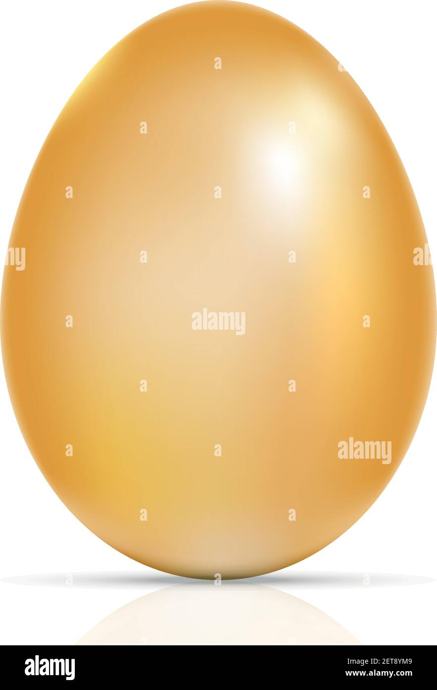 Big realistic golden chicken egg with shadow on white background ...