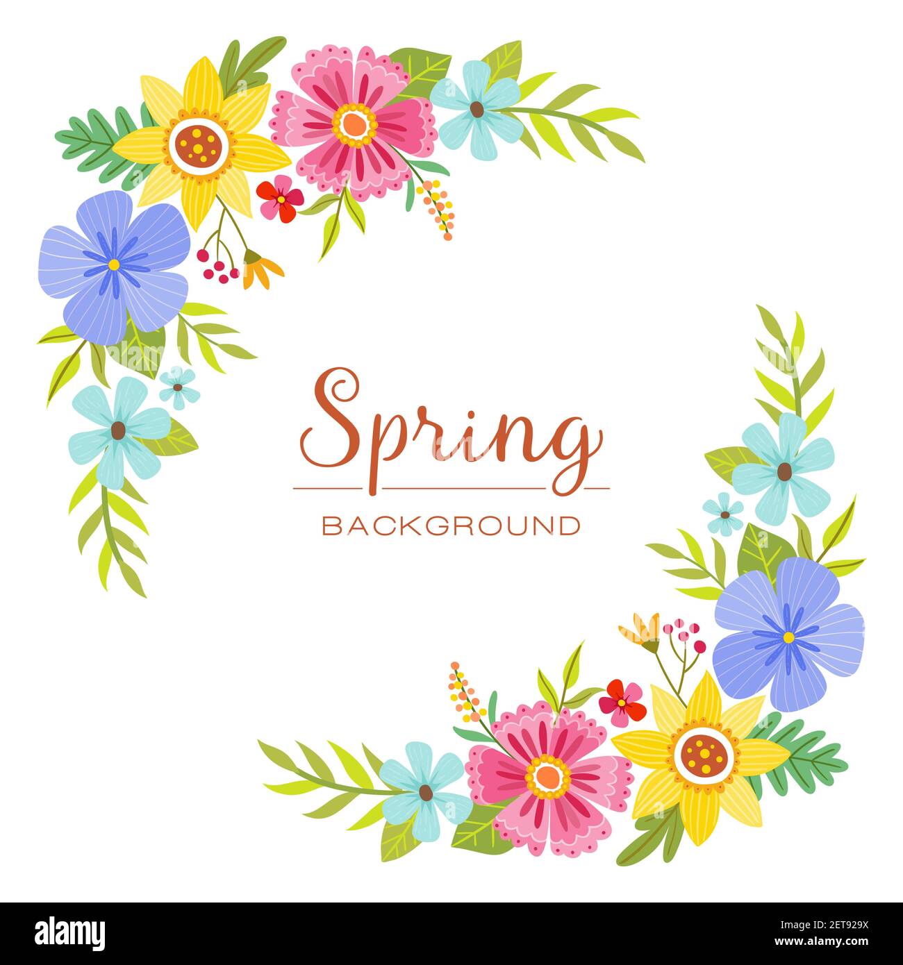 Colorful spring floral design corners. Perfect for greeting cards and ...