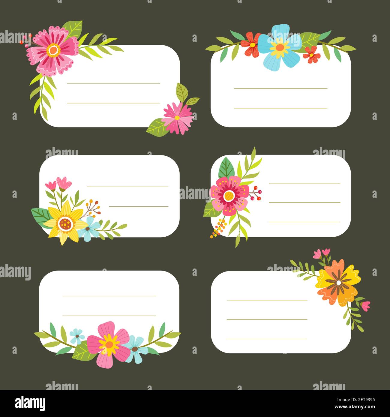 Set of editable tags with floral decoration. Can use it for gift ...