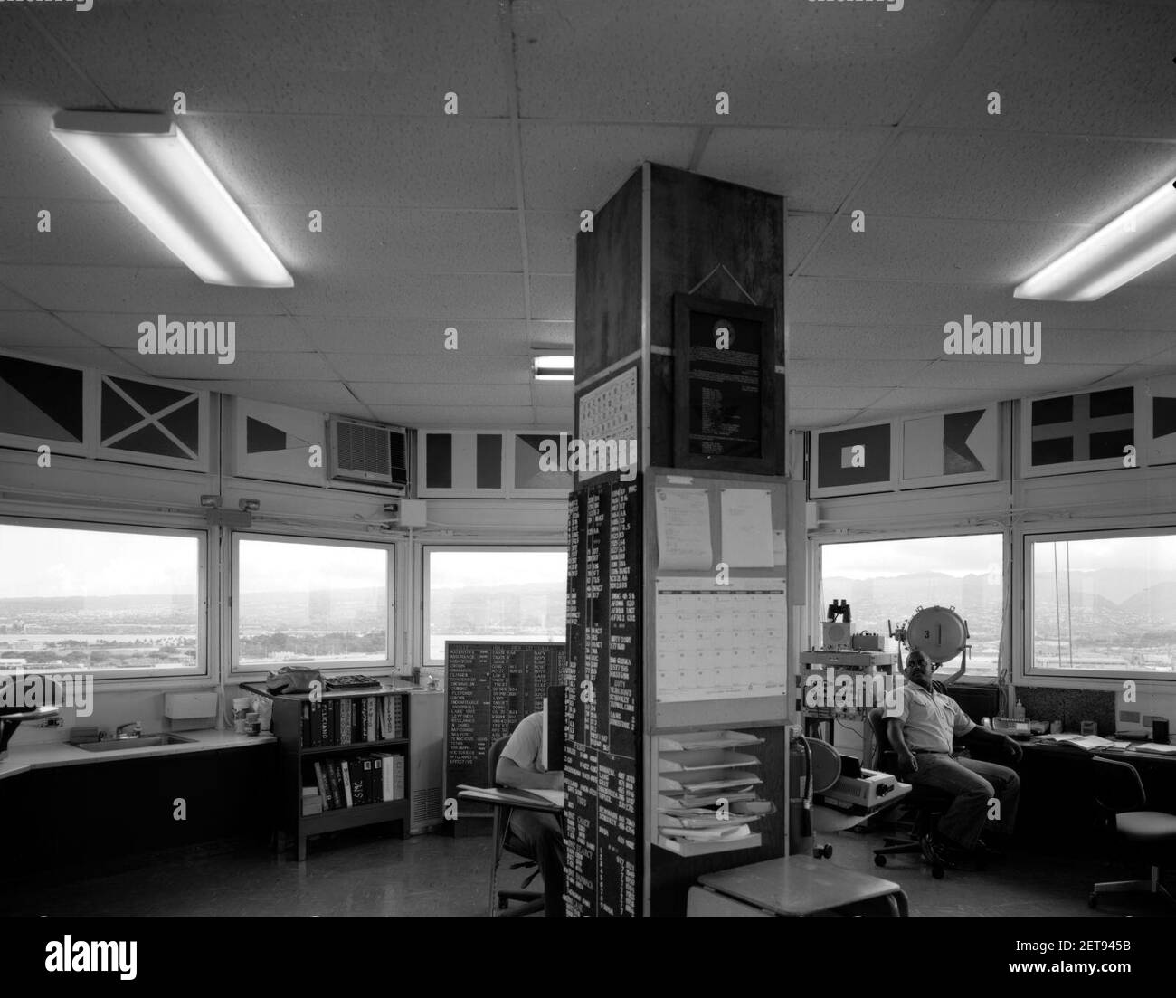 Pearl Harbor Control Tower control room interior in August 1994 Stock ...