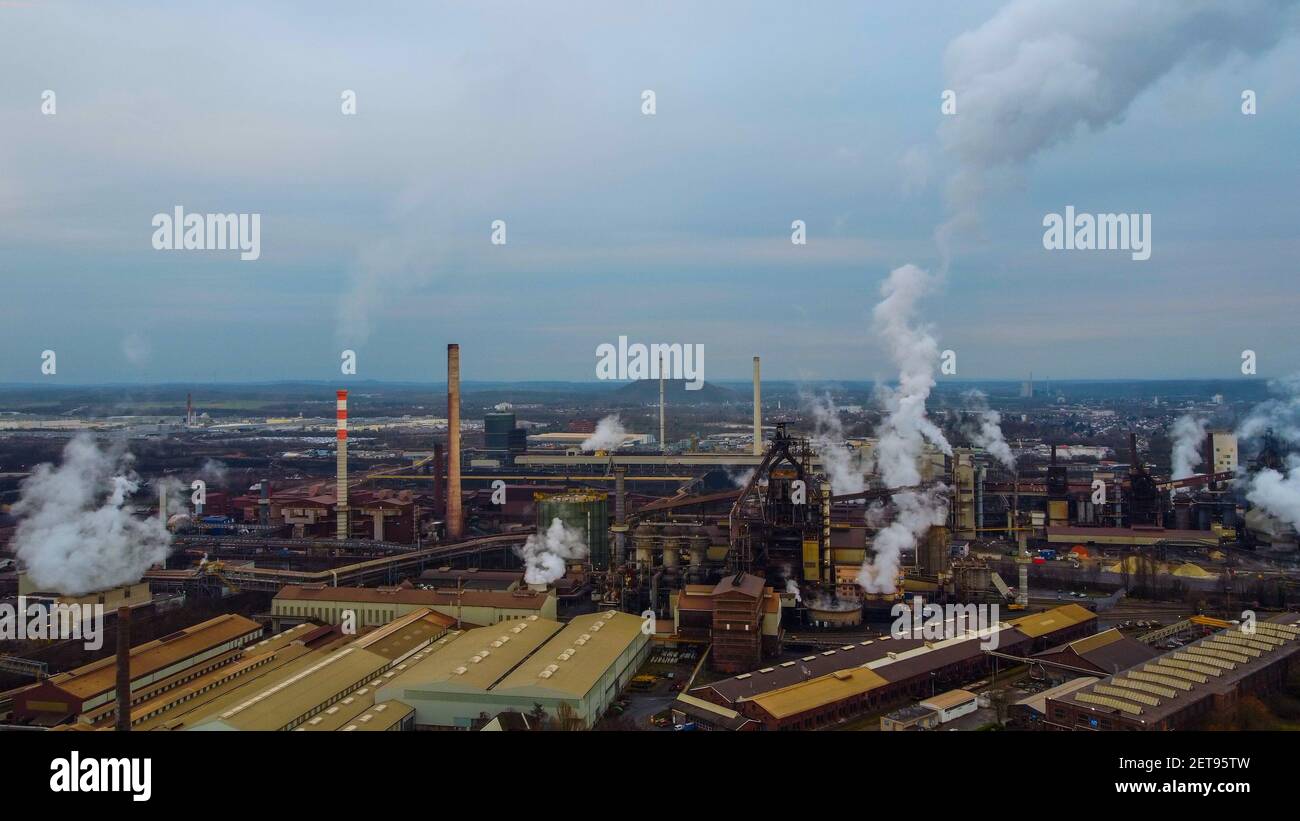 Wide angle view over an industrial plant from above Stock Photo - Alamy
