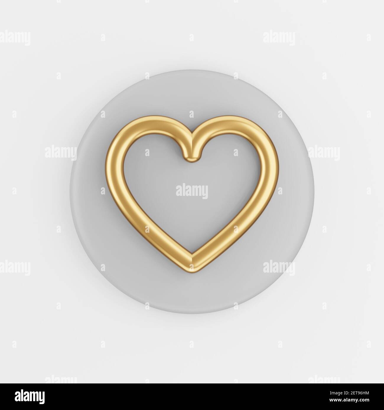 Gold heart contour line icon. 3d rendering gray round key button, interface ui ux element Stock ...